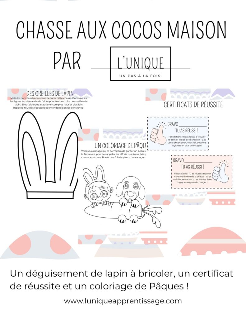 Atelier unique Fiches PDF Chasse aux cocos - L'unique Apprentissage
